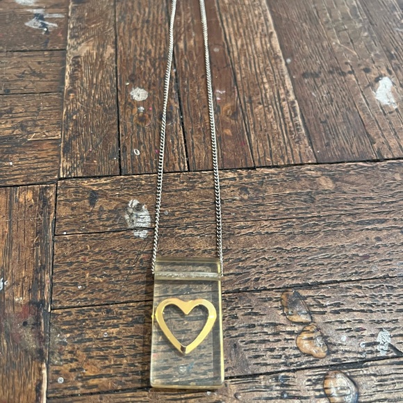Jewelry | Vintage Gold Heart In Lucite With Chain | Poshmark